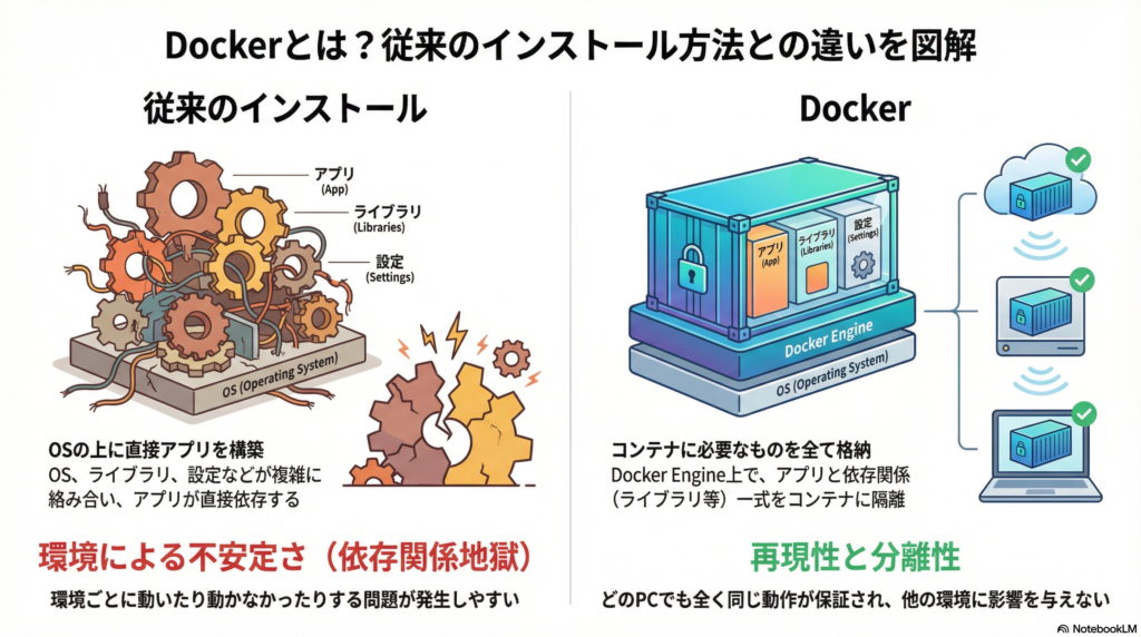 Dockerとは？初心者が最初に知るべき基礎とインストール手順をまとめてみた | のんびりぱんちょ